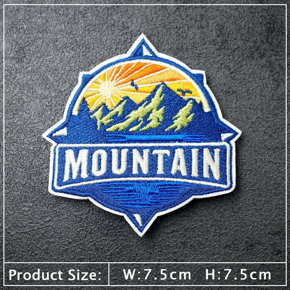 Заплатка Mountain, вышивка, синий, 7.5x7.5 см