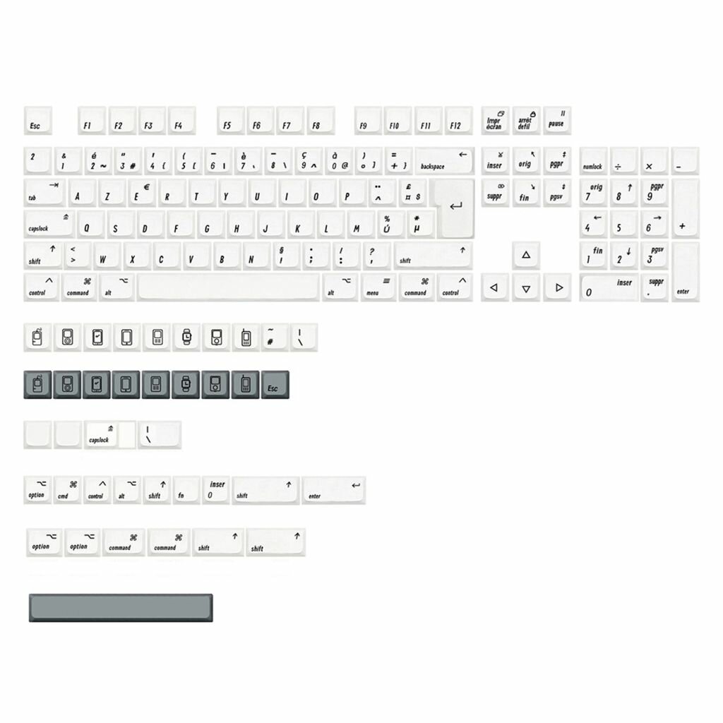 144 клавиши, клавиша MAC layout высотой XDA keycap-французский