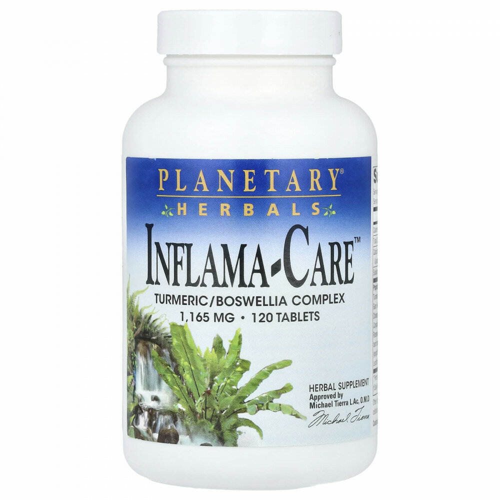 Planetary Herbals, Inflama-Care ™, комплекс из куркумы и босвеллии, 120 таблеток