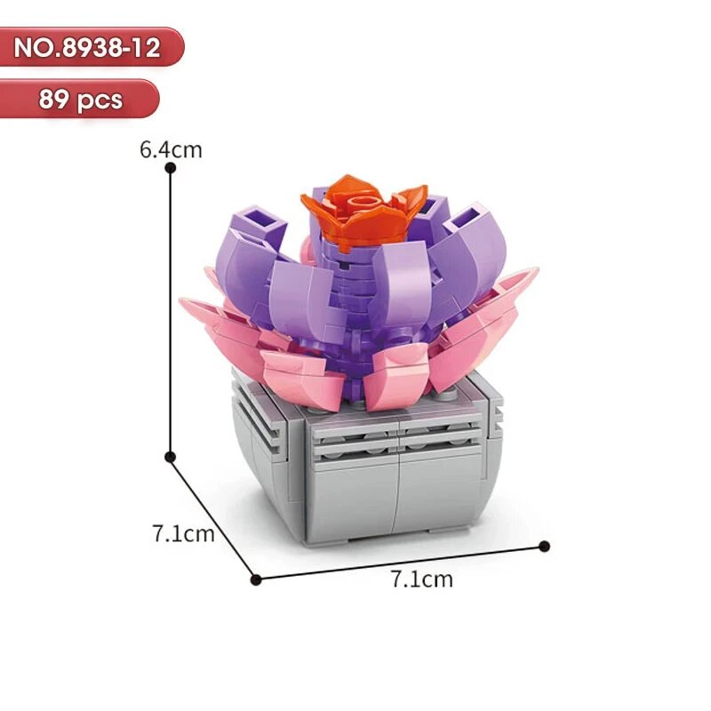 Цветы из строительных блоков CyunSing, 89 pcs, 6.4cm