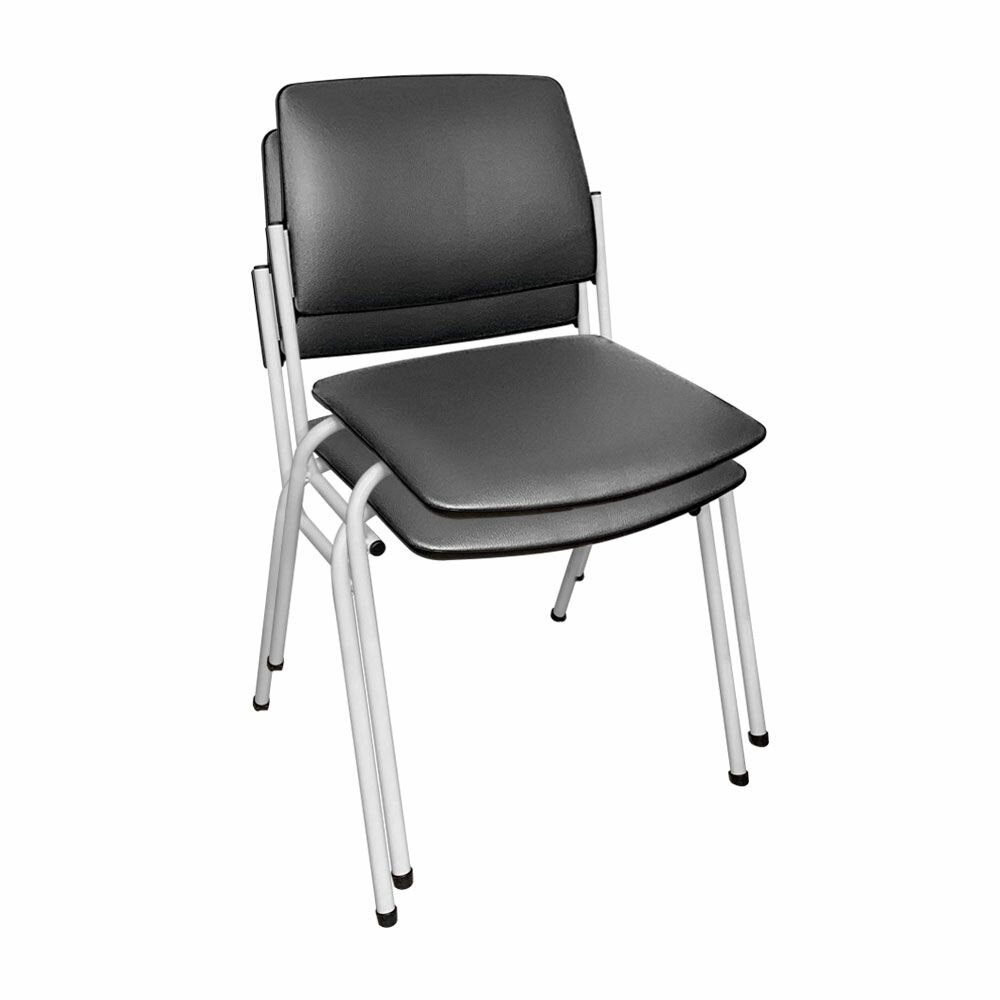 Стул офисный для посетителя исит ISIT white кожзам (2 шт), V-2 темно-серый