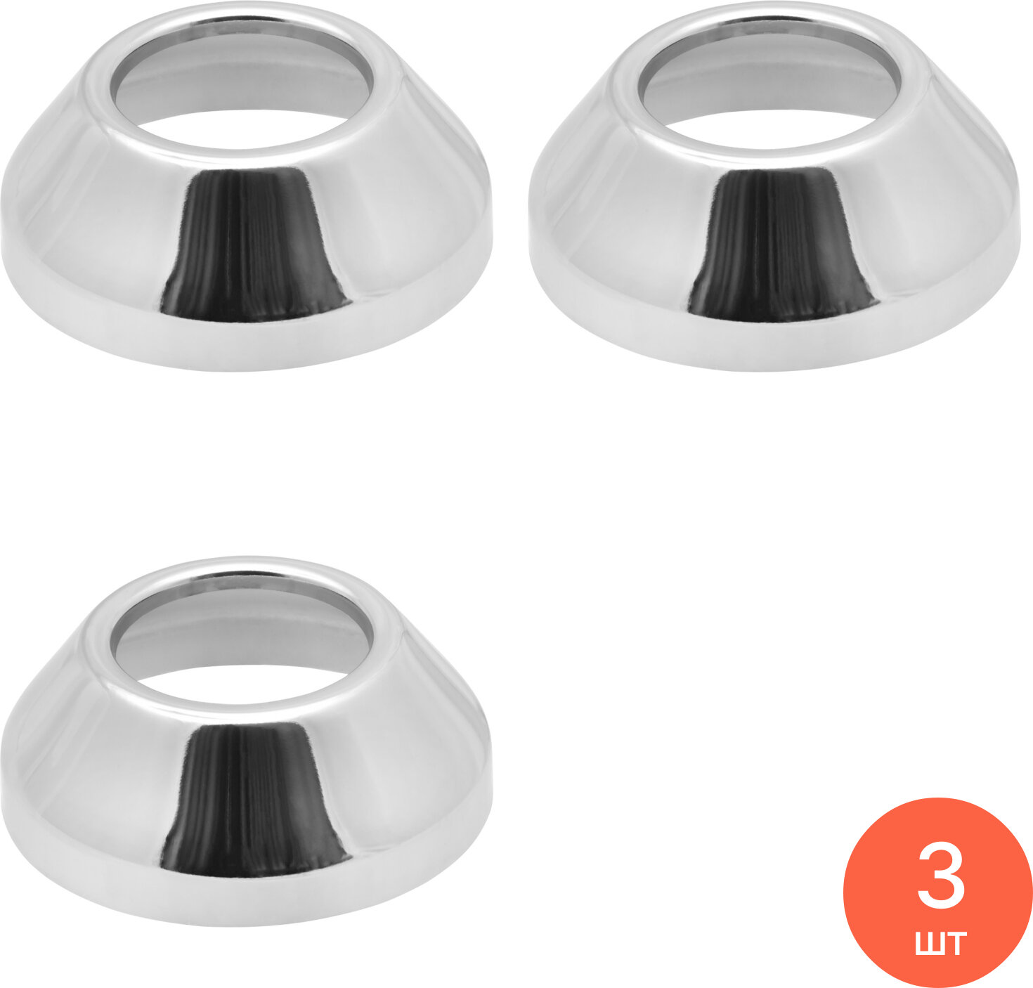 Чашка отражатель MasterProf / МастерПроф декоративная, из нержавеющей стали, серая, диаметр отверстия 40мм, 1шт. / сантехника (комплект из 3 шт)