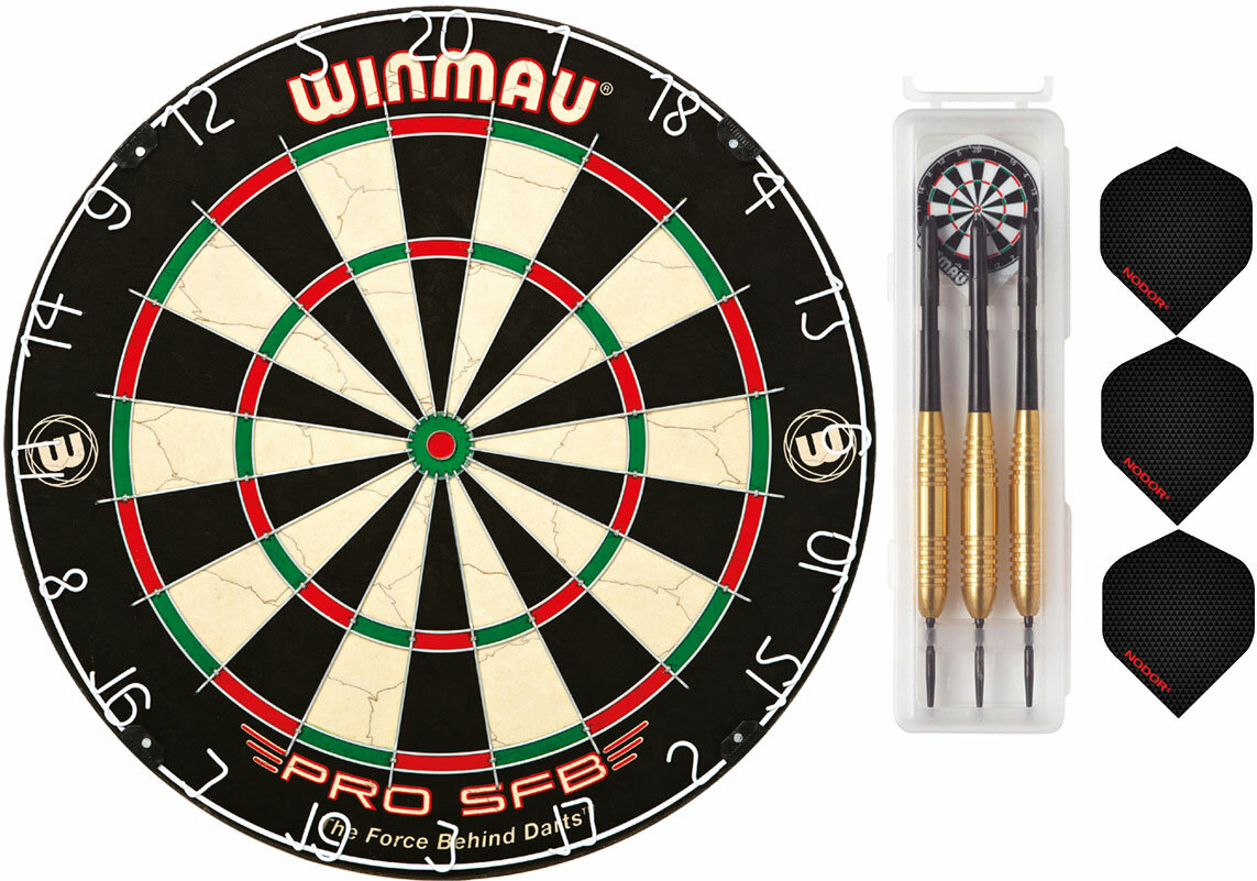 Комплект для игры в Дартс "Winmau Base" (Сизалевая мишень, 3 дротика)