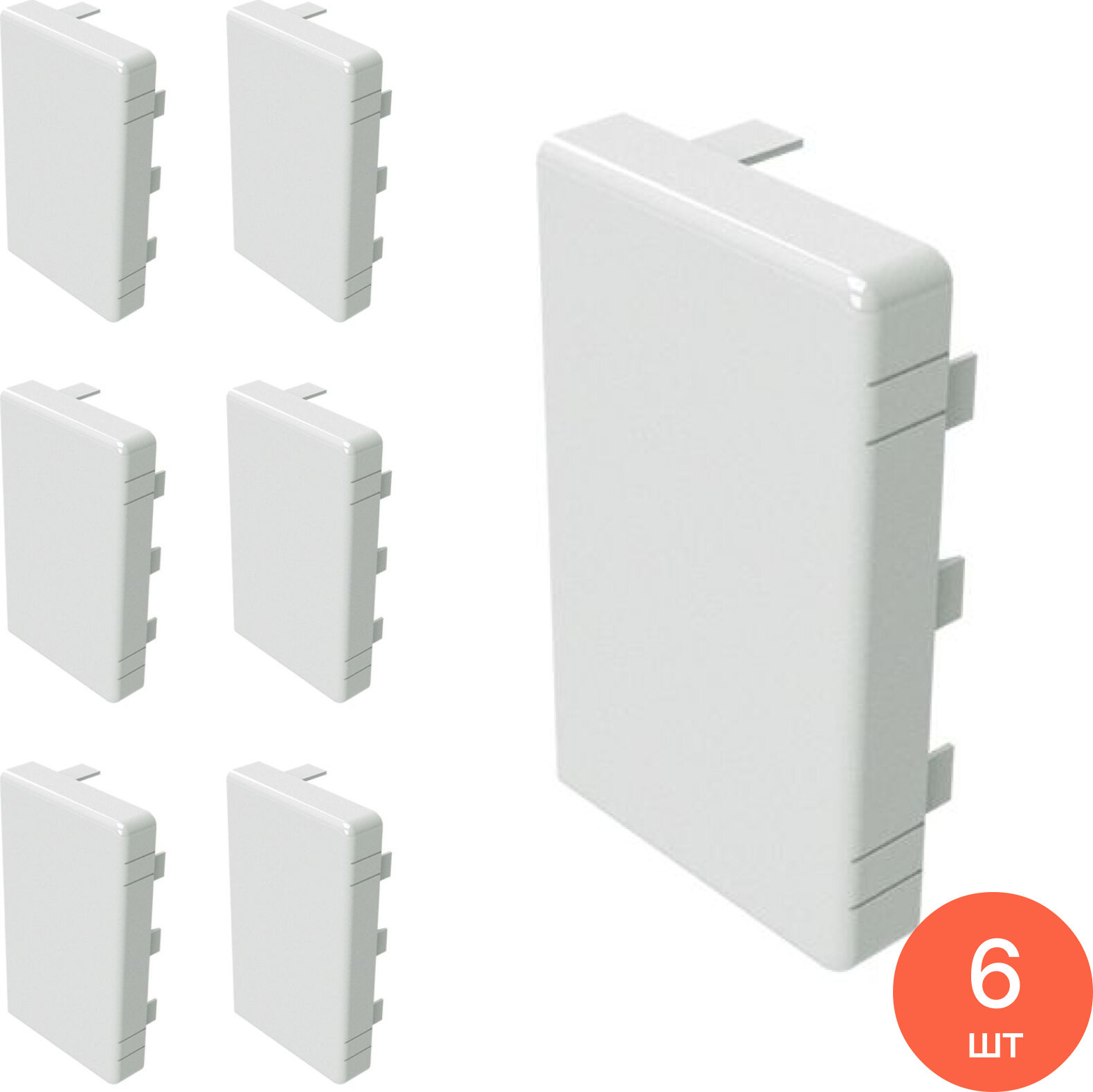 Заглушка DKC / ДКС LAN симметричная, прямоугольная, пластиковая, белая, размером 25x30мм / аксессуары для кабель каналов (комплект из 6 шт)
