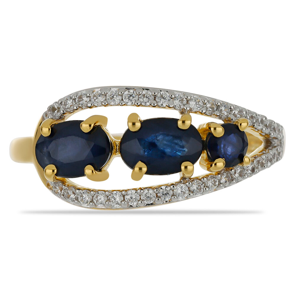 Кольцо тонкое, дорожка, серебро, 925 проба, сапфир, фианит