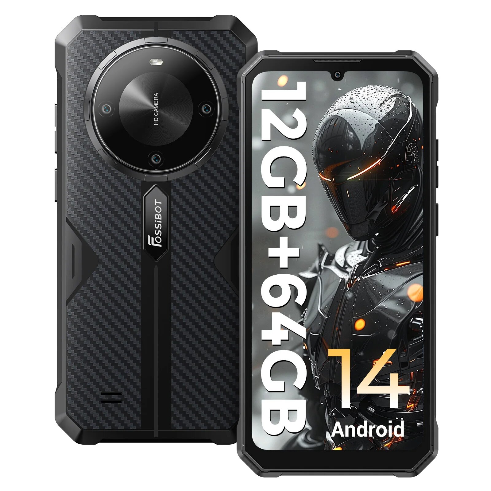 Защищенный смартфон FOSSiBOT F105 на базе ОС Android 14, 10300 мА·ч, 12 ГБ + 64 ГБ, камера 20 МП, 6,745-дюймовый HD IPS-дисплей