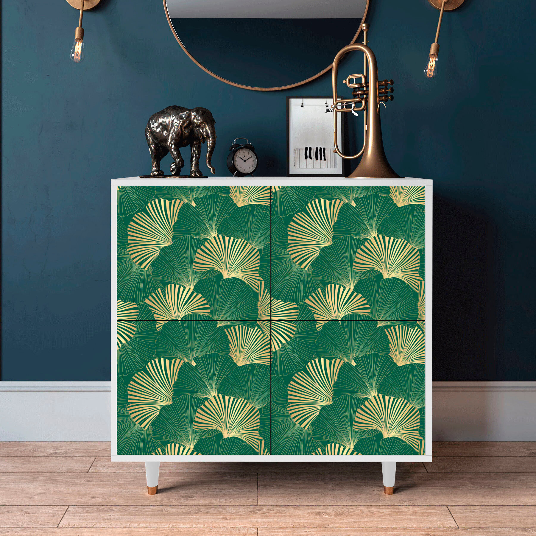 Комод - STORYZ - BS3 Gold Ginkgo, Размер - 94 x 96 x 48 см, Цвет корпуса - Белый