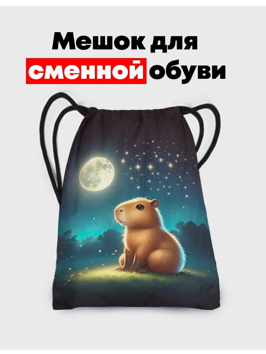 Мешок-сумка для школьной обуви Капибара