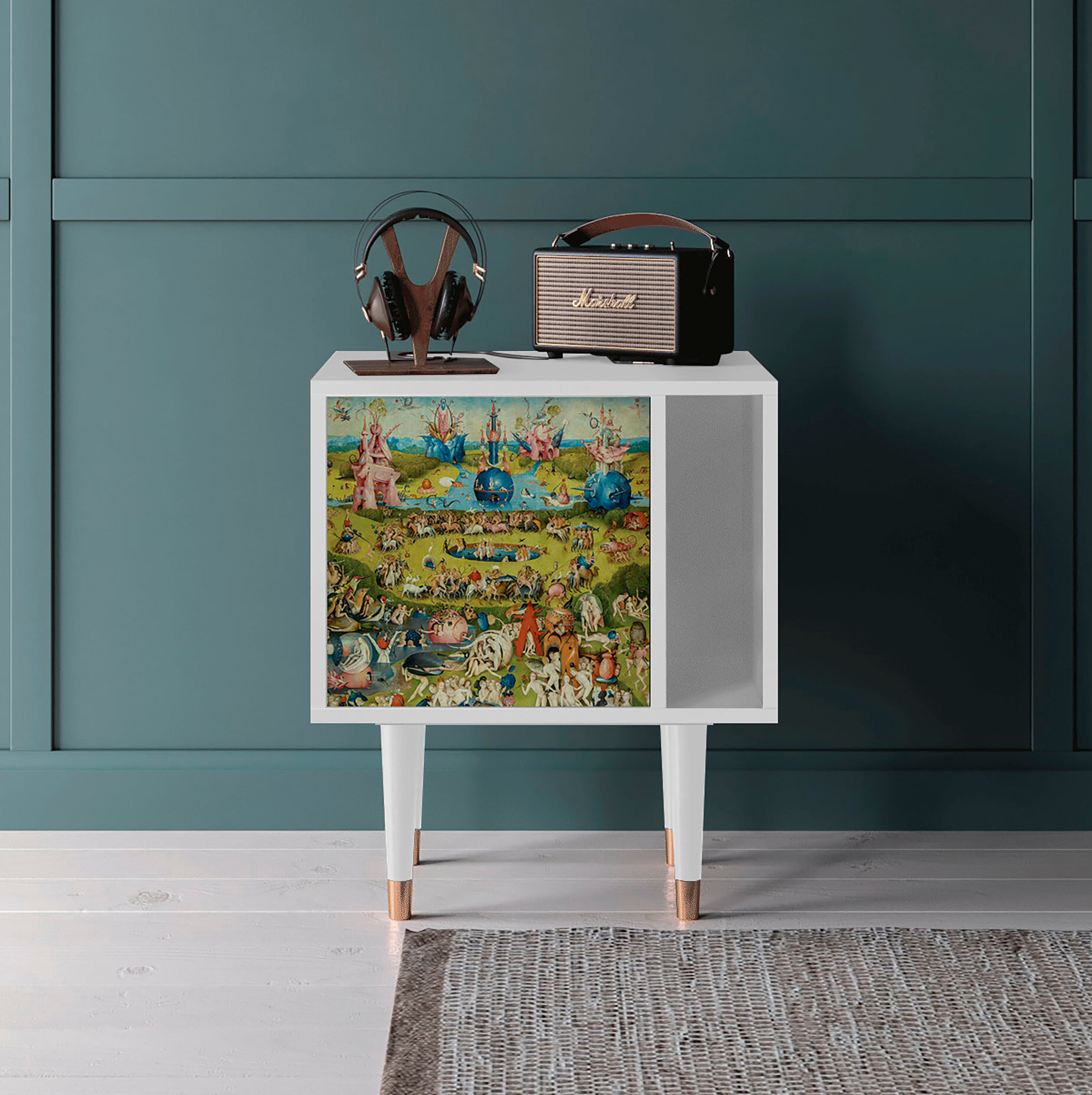Прикроватная тумба - STORYZ - S2 The Garden by Hieronymus Bosch, Размер - 58 x 69 x 48 см, Цвет - Белый