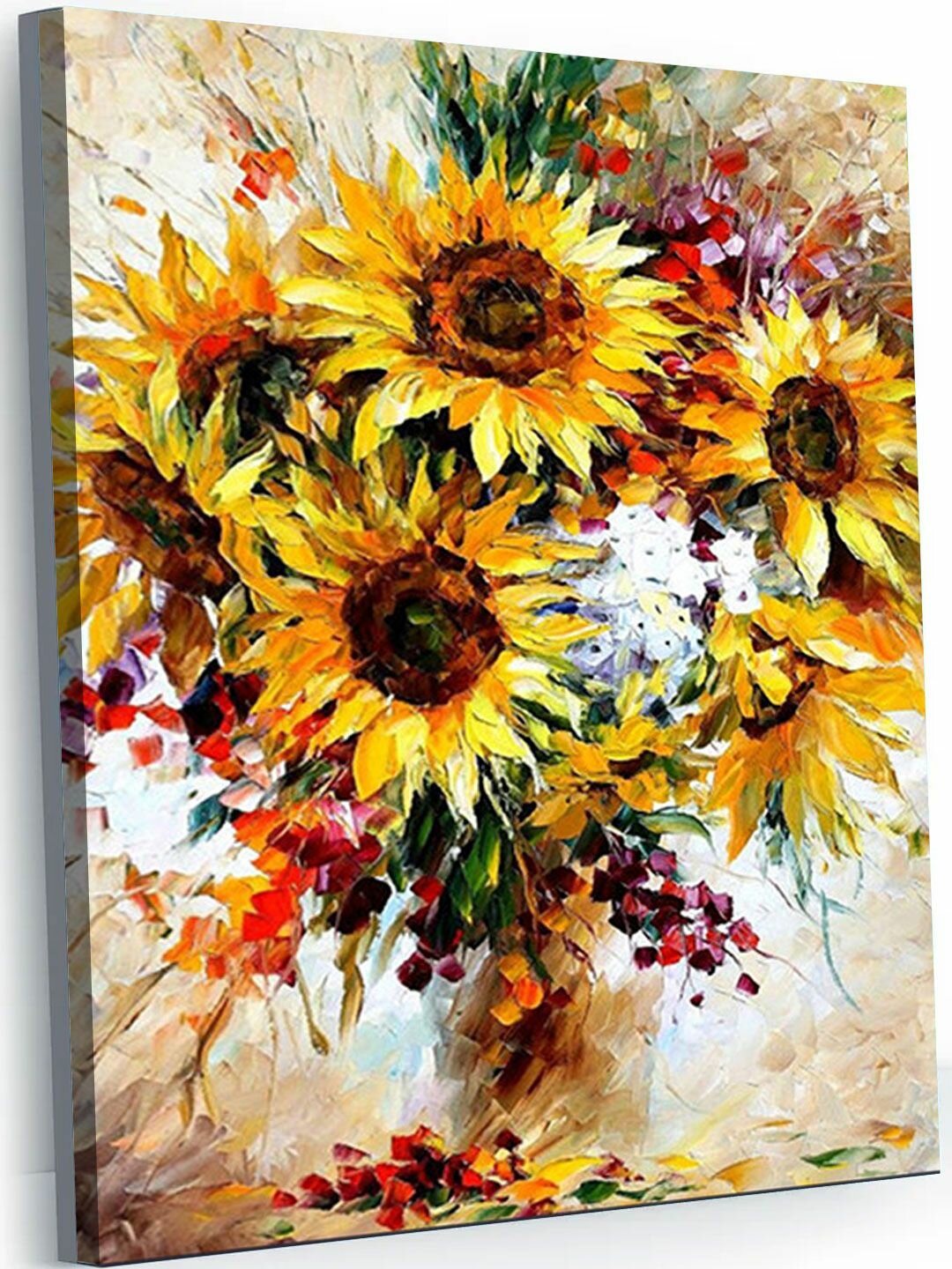 Картина по номерам на холсте 40х50 с подрамником, Серия "Подсолнух"