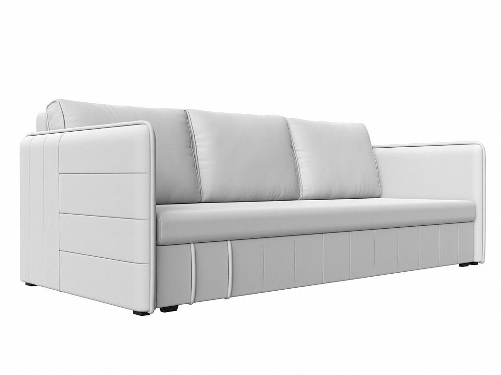 Meblevka Диван раскладной прямой Слим / Диван-кровать еврокнижка Слим, 210х88х98, экокожа белый