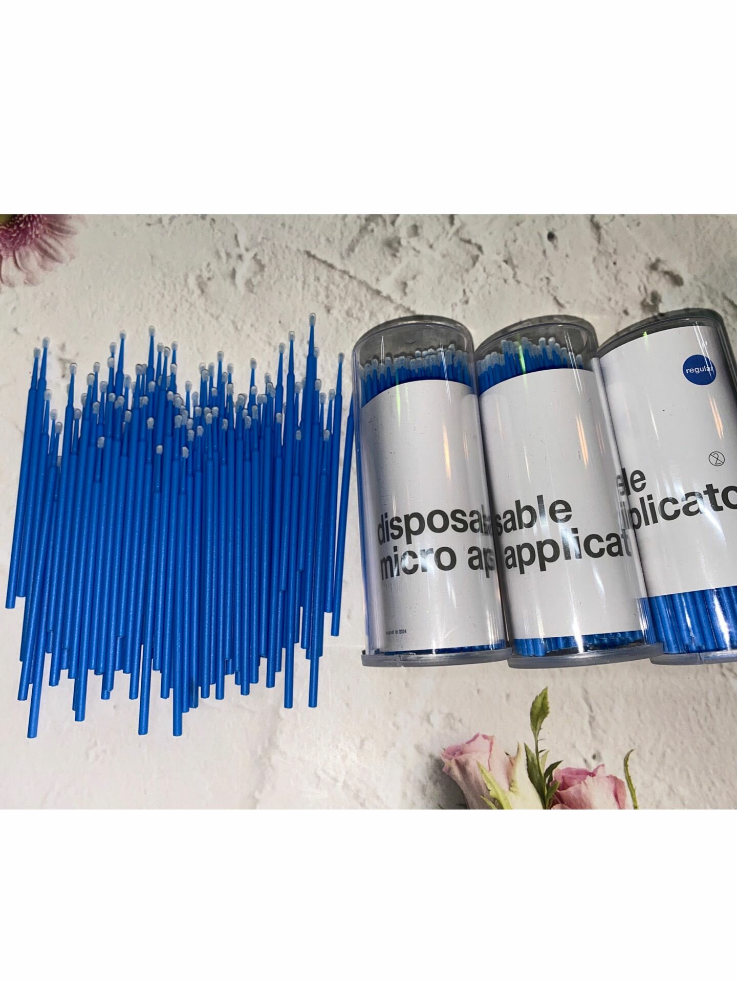 Микробраши для ресниц и бровей в тубе 4 упаковки по 100 штук синяя