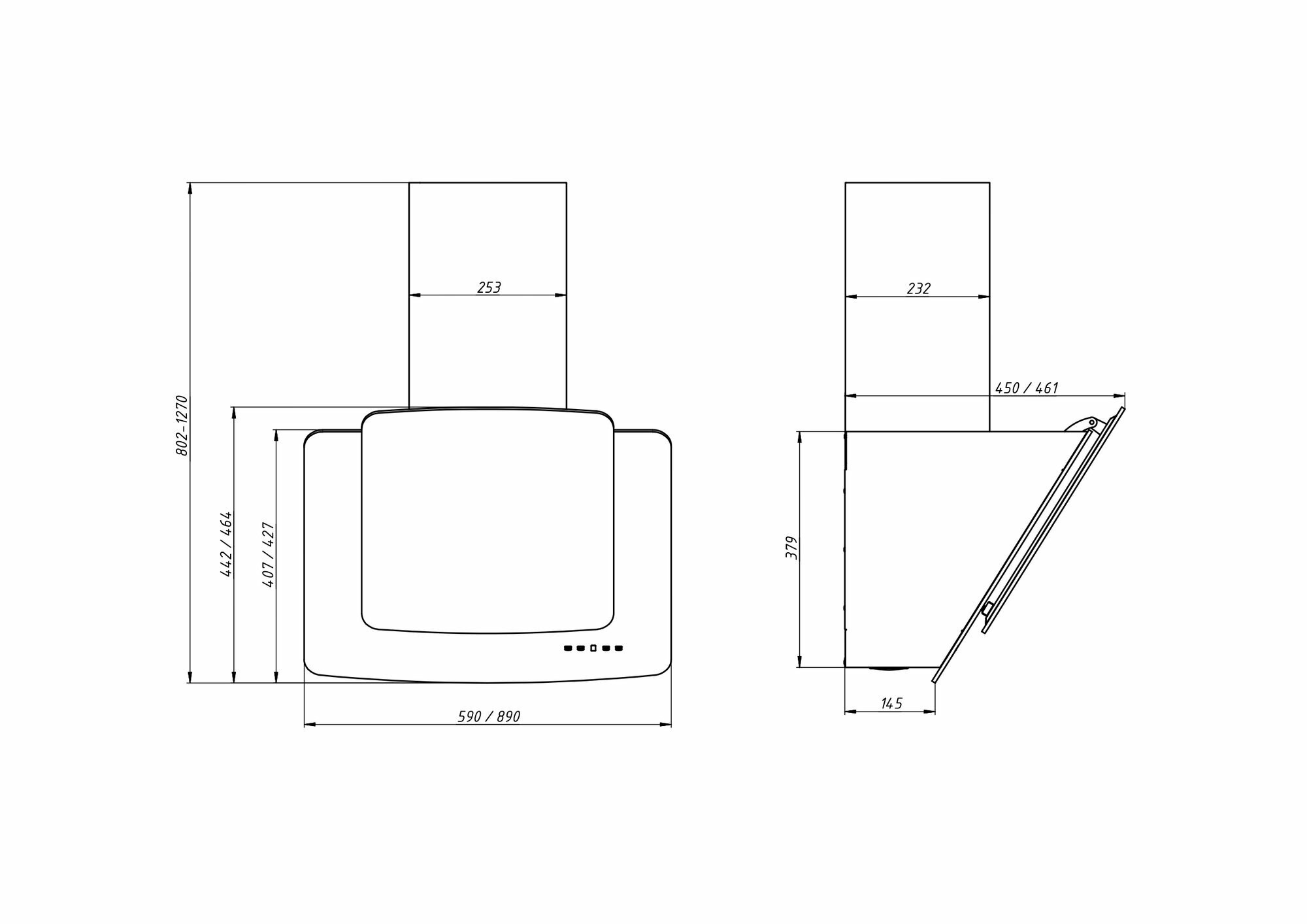 Вытяжка наклонная кварц 90П-1000-Е4Д бежевый/крем ELIKOR