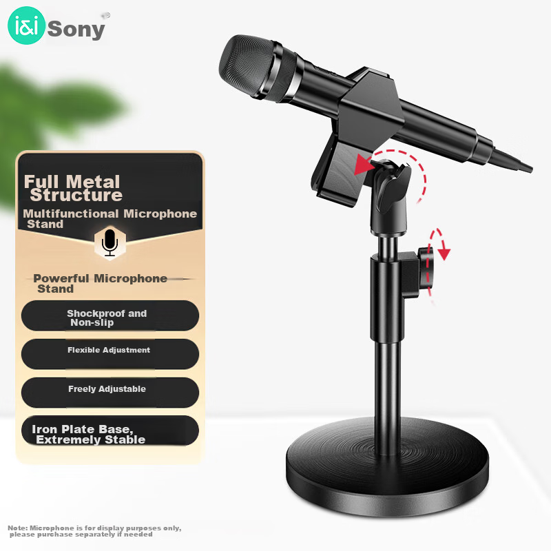 Soaiy Wireless Microphone Stand, Desktop Live Streaming Stand, Shockproof Stand, Desktop Microphone Stand, Mic Stand, Vertical Desktop Microphone, Adjustable Height Stand, Spring Clamp