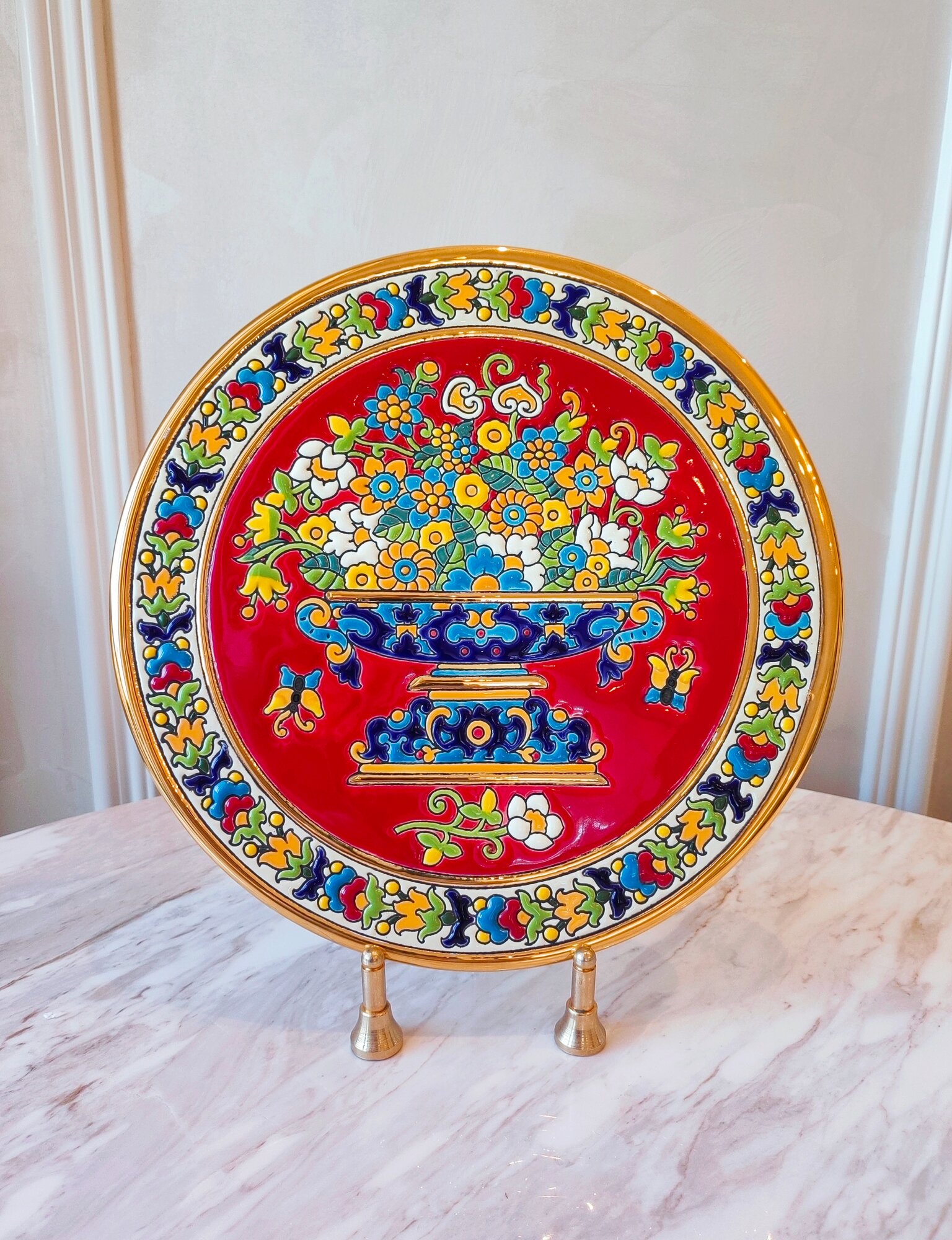 Тарелка декоративная, настенная Artecer диаметр 28см, ручная работа испанских мастеров.