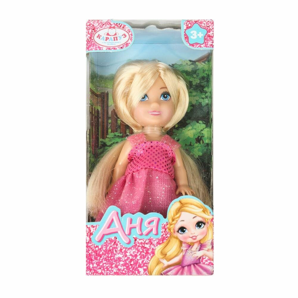 Кукла Аня 12 см. мини-кукла с длинными волосами Карапуз ANNA-C14-BB