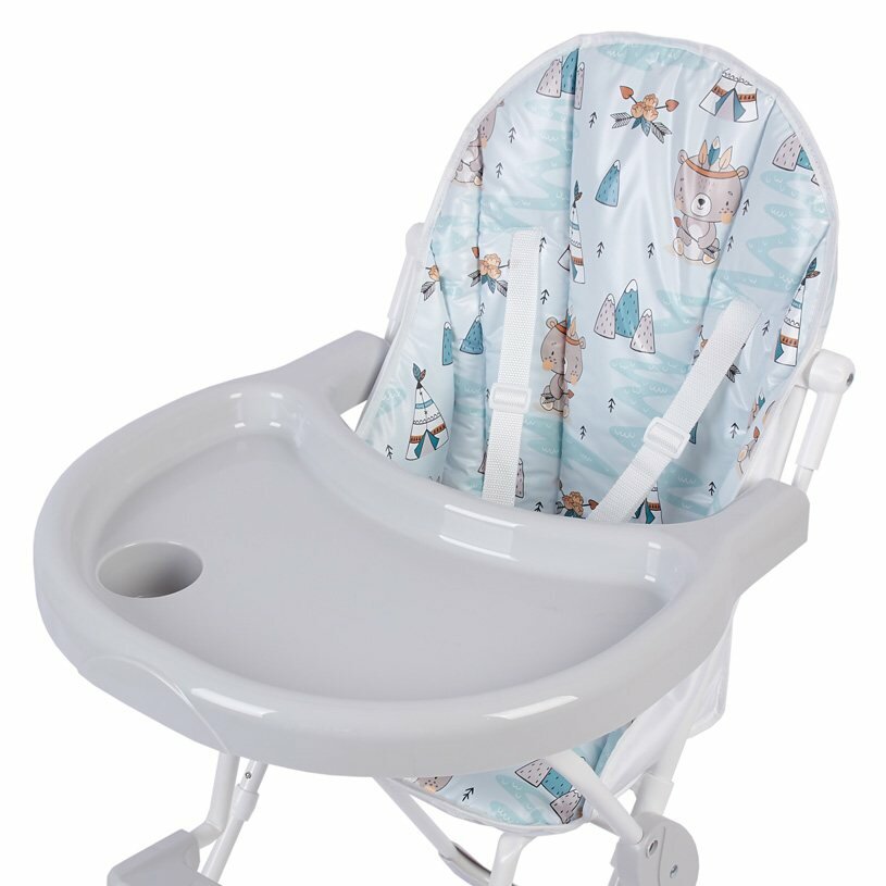 Стульчик для кормления Baby Boom Мишка с перьями серый