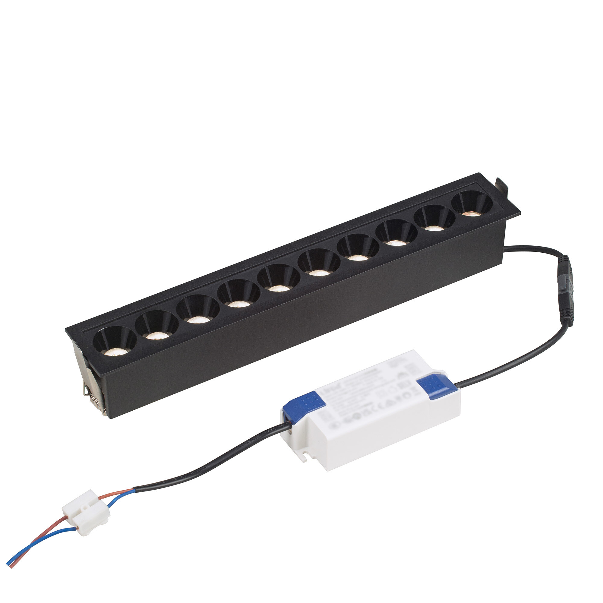 Встраиваемый черный LED светильник с драйвером, 20Вт, 4000К, 24 , 1680лм