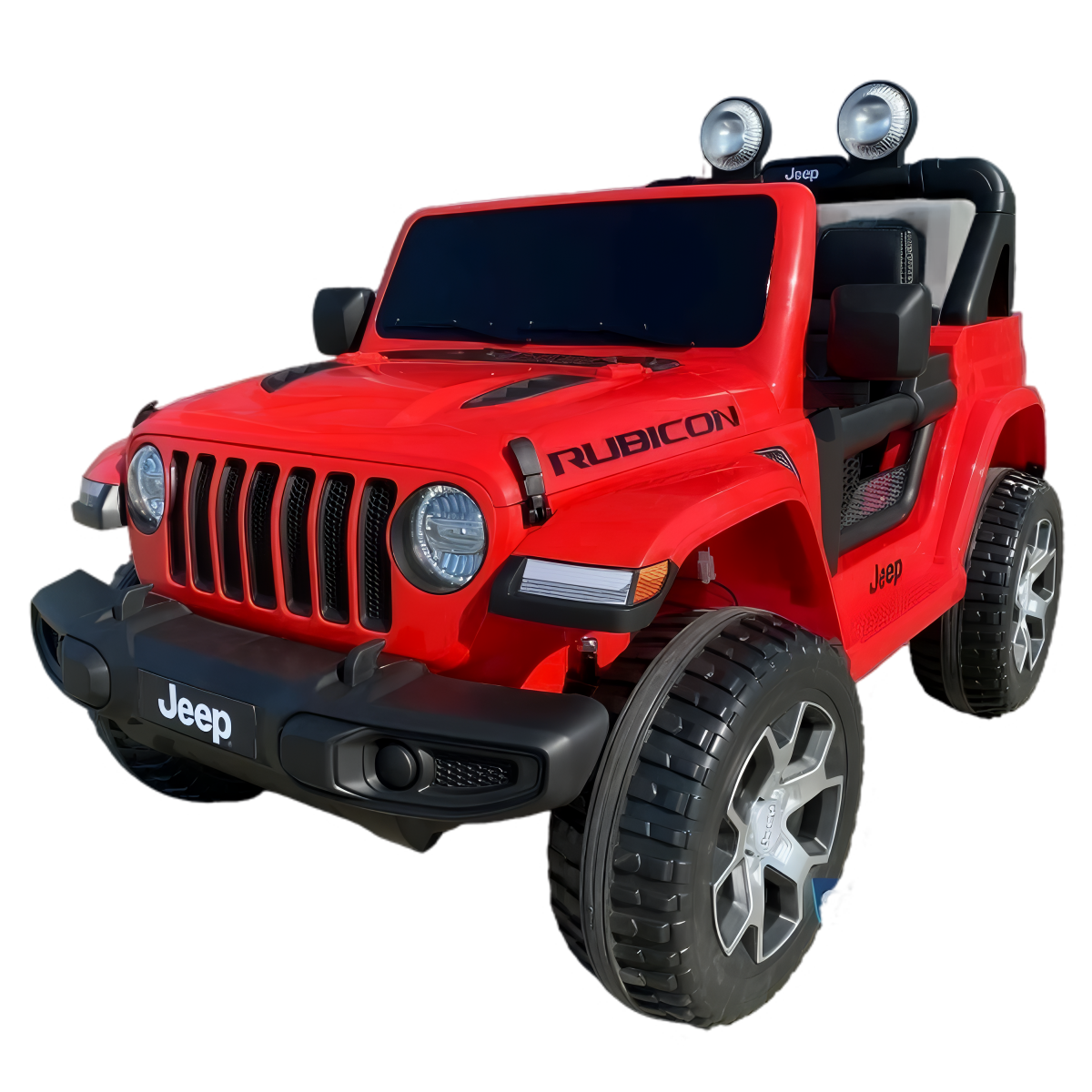 Электромобиль Jeep Rubicon, 4WD, амортизаторы, полный привод, от 1 года, красный