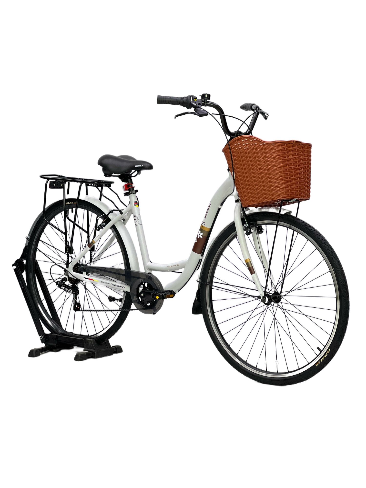 Велосипед Gestalt Tokio, дорожный, гревел, унисекс, с корзиной, 28", 7 скоростей, серый