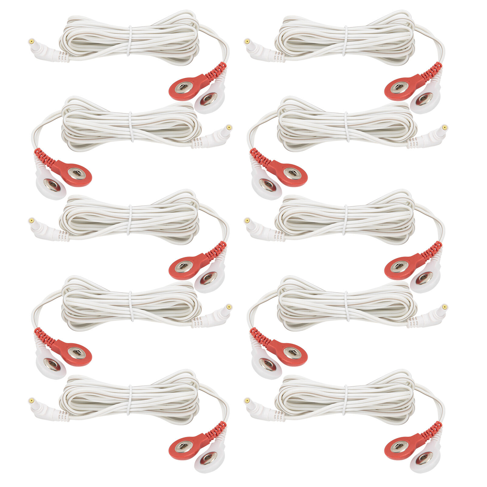 10 шт./упаковка, 2,35 мм, 1,5 м, двухжильный кабель с электродами кнопочного типа для аппарата TENS (физиотерапевтического аппарата).