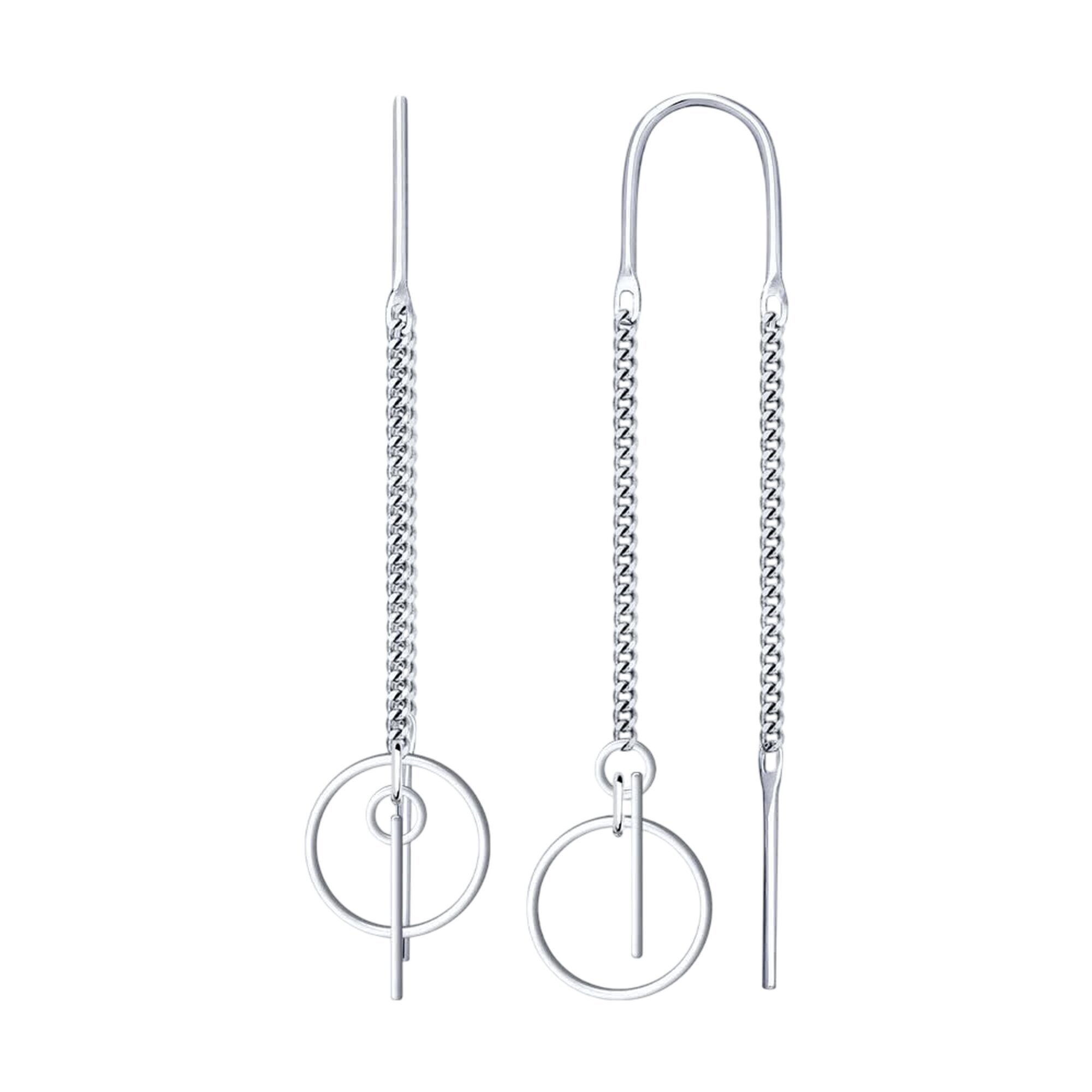 Серьги цепочки, серебро, 925 проба, родирование