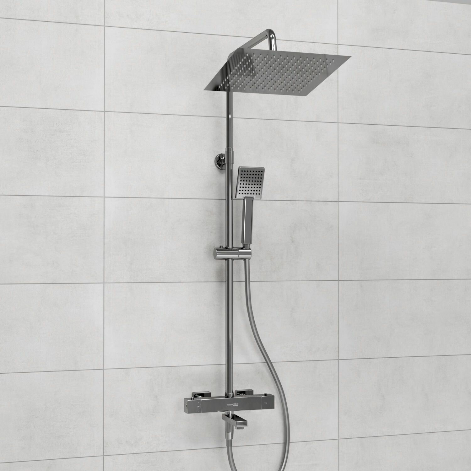 Душевая система с термостатом и тропическим душем Thermo WasserKRAFT, хром