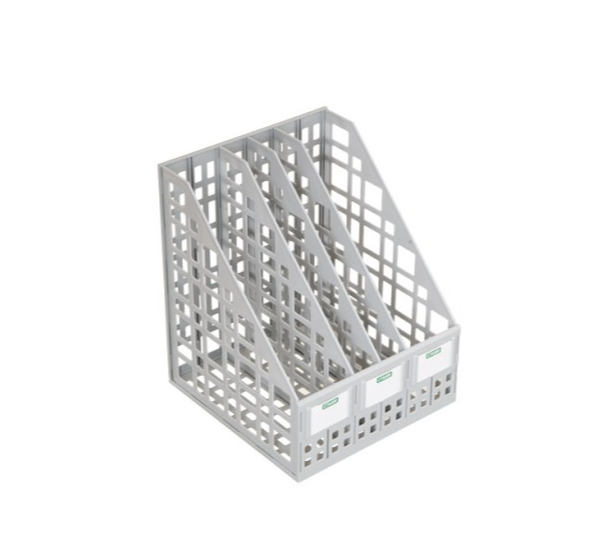 Лоток для бумаг вертикальный СТАММ, сборный, 4 отделения, серый