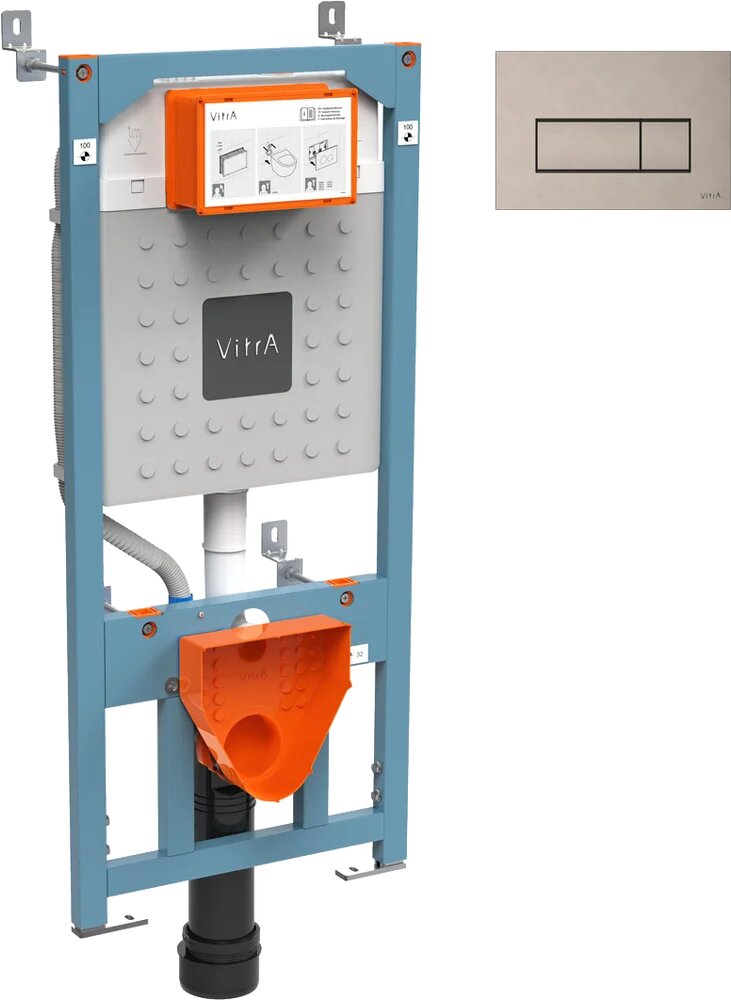 Комплект Инсталляция VitrA V12 762-5800-01 / Кнопка Root Square 740-2395 цвет никель