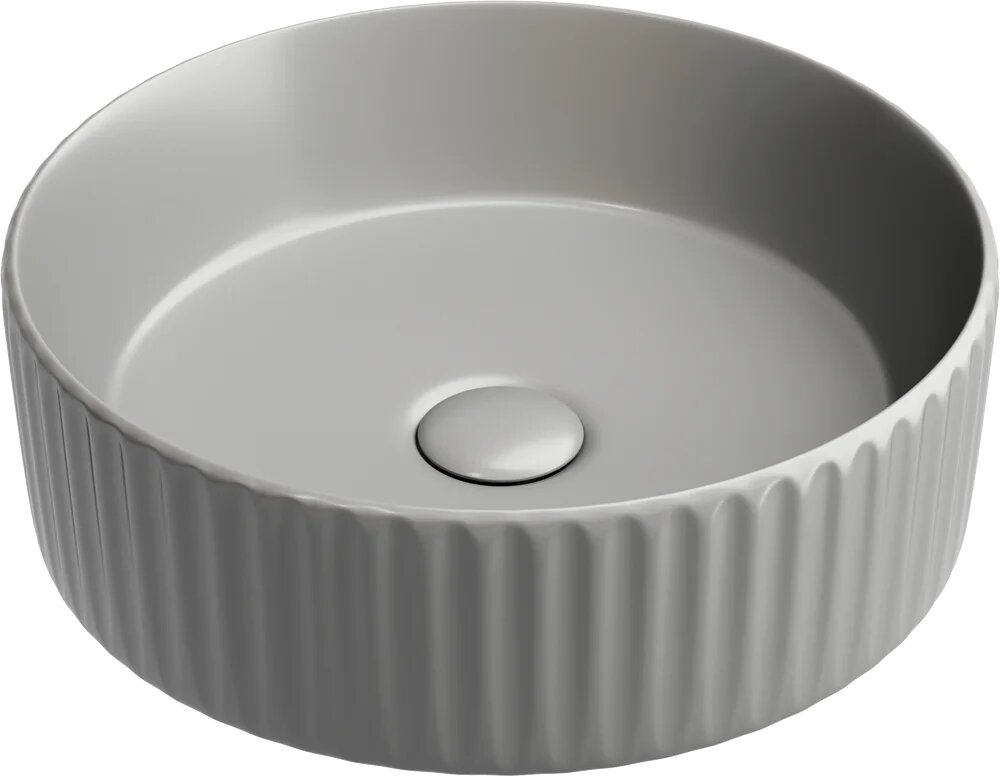 Накладная раковина Ceramicanova Элемент (Element) CN6057MH 36 без отверстия под смеситель, фарфоровая, круглая, раковина для ванной, серая, матовая
