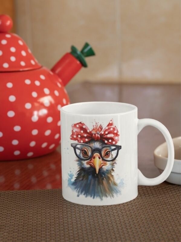 Кружка керамическая Курочка с бантом, 330 мл