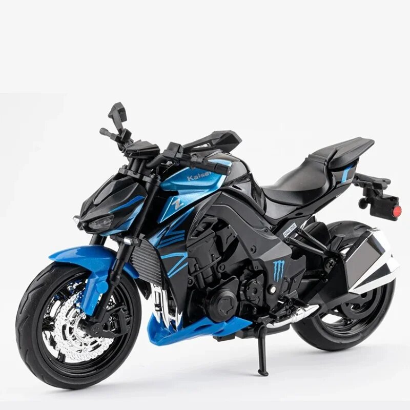1:12 Kawasakis Ninja Z1000, модель спортивного мотоцикла из сплава, литая под давлением, металлическая модель мотоцикла для уличных гонок, звуковой свет, детская игрушка в подарок, Blue foam box