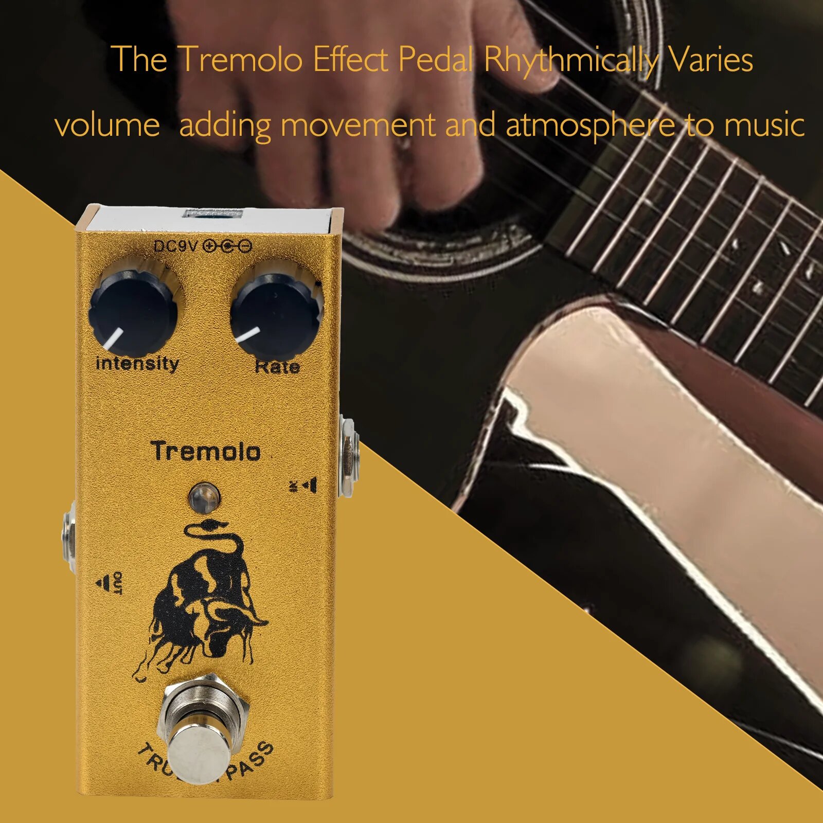 Miwayer Электрическая гитарная педаль Vintage Overdrive Желтый, 09-Tremolo