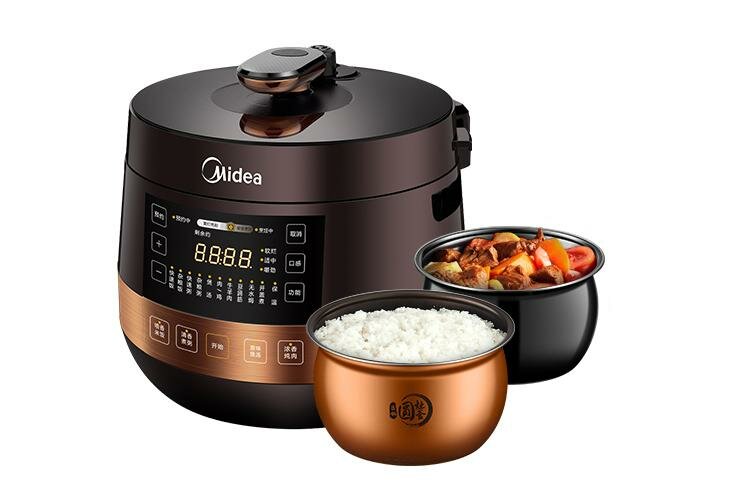 Электрическая скороварка Midea MY YL50Easy203, коричневая, умная блокировка крышки, выпуск пара одним касанием