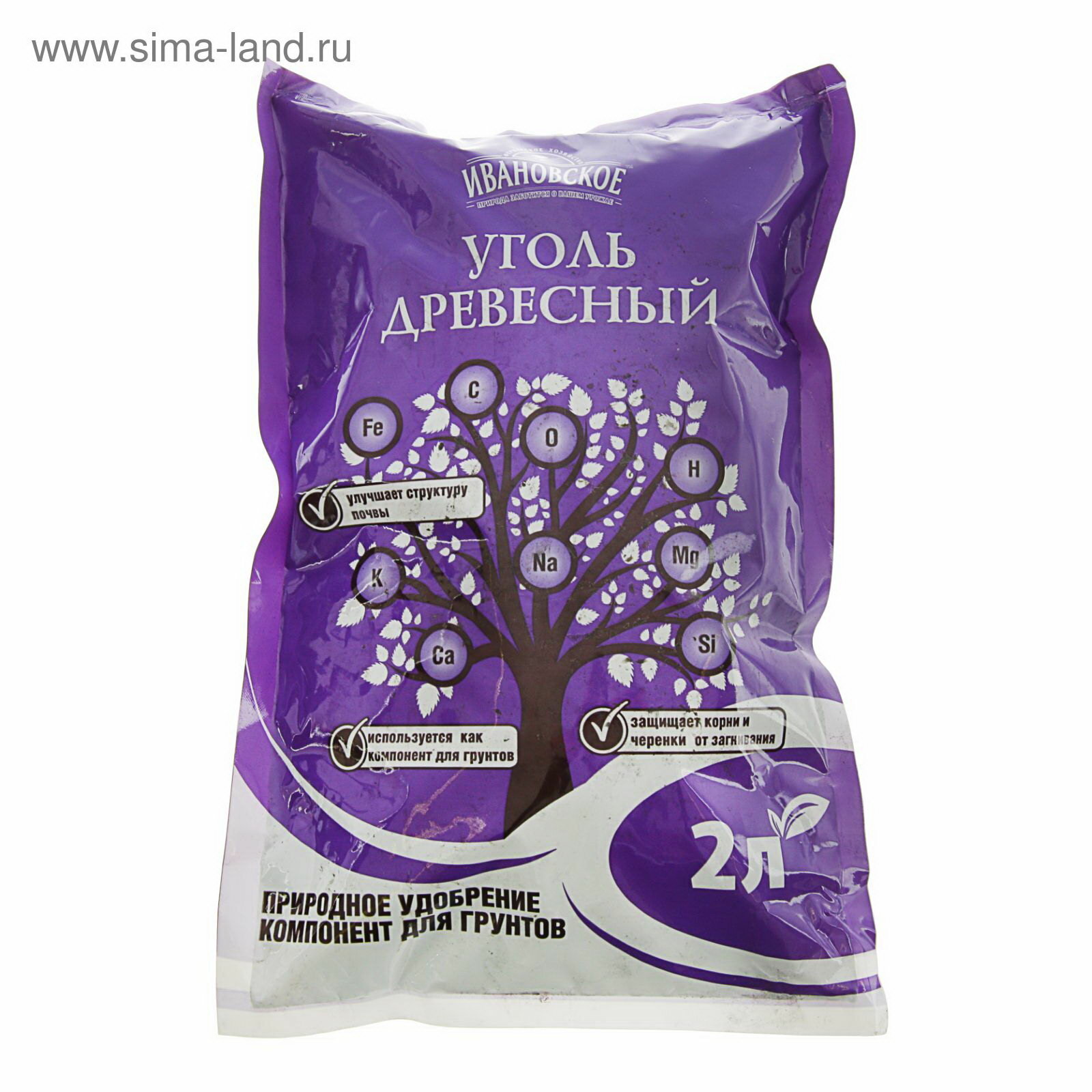 Уголь древесный Ивановское, 2 л, область применения: для всех видов растений и культур, 3 шт.