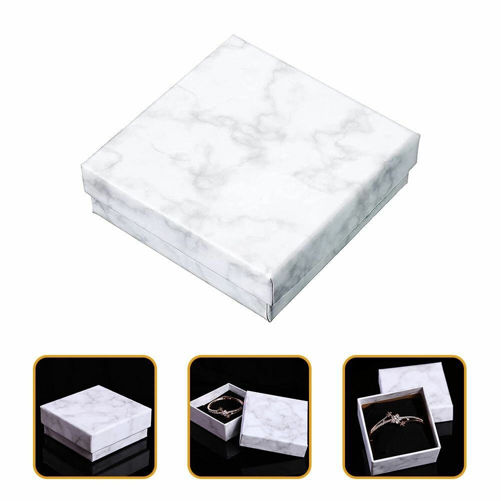 Набор 12 белых картонных коробочек для ювелирных изделий 9x9x3 см, для хранения и демонстрации колец ожерелий браслетов, подарочная упаковка для магазина и торжеств