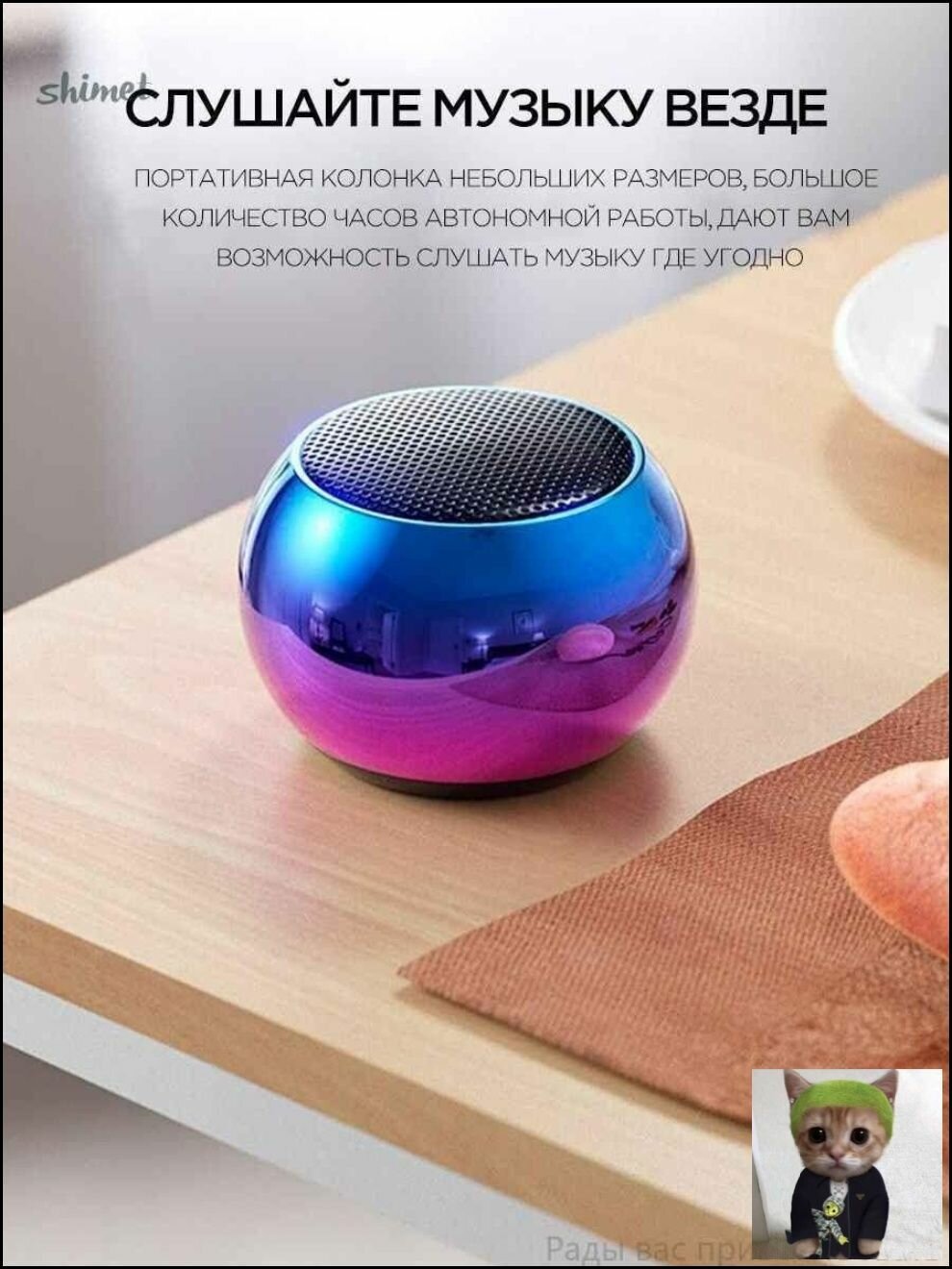 Портативная Bluetooth колонка с металлическим корпусом, FM-радио, микрофоном и TWS. Автономная работа до 8 часов, зарядк