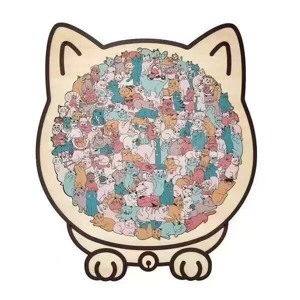 Коллекция Fun Cat, головоломка с кошками, деревянная складывающаяся головоломка, милый деревянный игрушечный подарок с кошками, снятие стресса