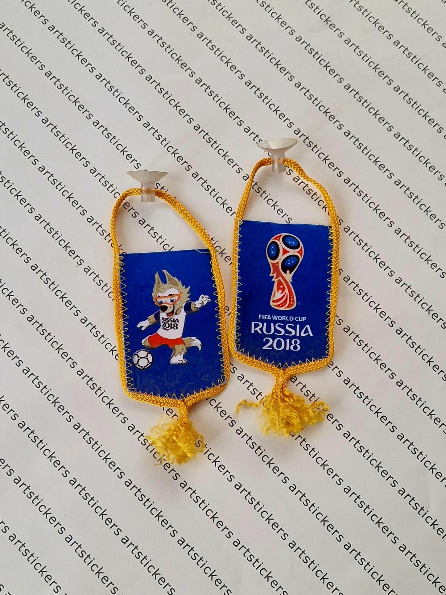Вымпел Россия (Fifa world cup) , размер 8х12см, двусторонний на присоске, ткань, аксессуар для авто