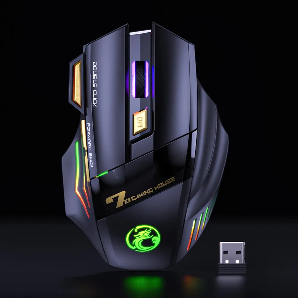 Milochic Мышь беспроводная GW-X7 игровая RGB для компьютера, черная