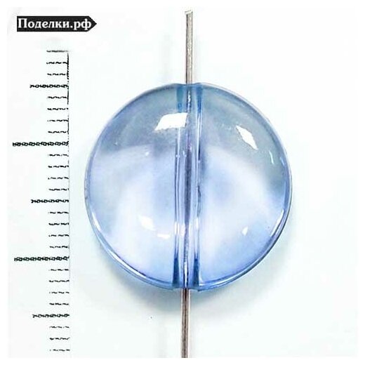 Акриловая бусина Таблетка плоская прозрачная 0008615 голубой цвет 19х8мм, цена за 10 шт.