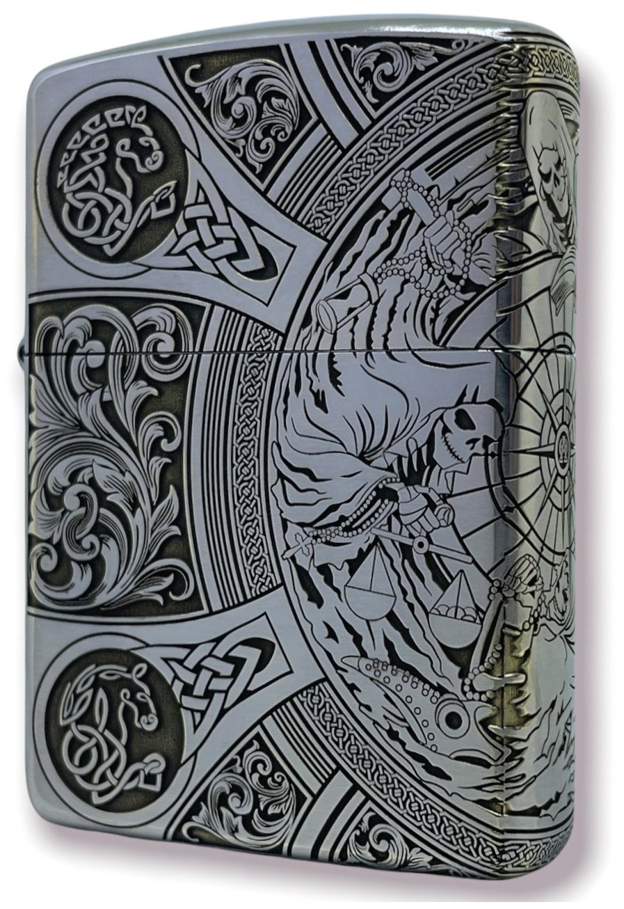 Zippo зажигалка оригинал 162 Armor хром с гравировкой 4 Всадника Апокалипсиса (незаправленая)