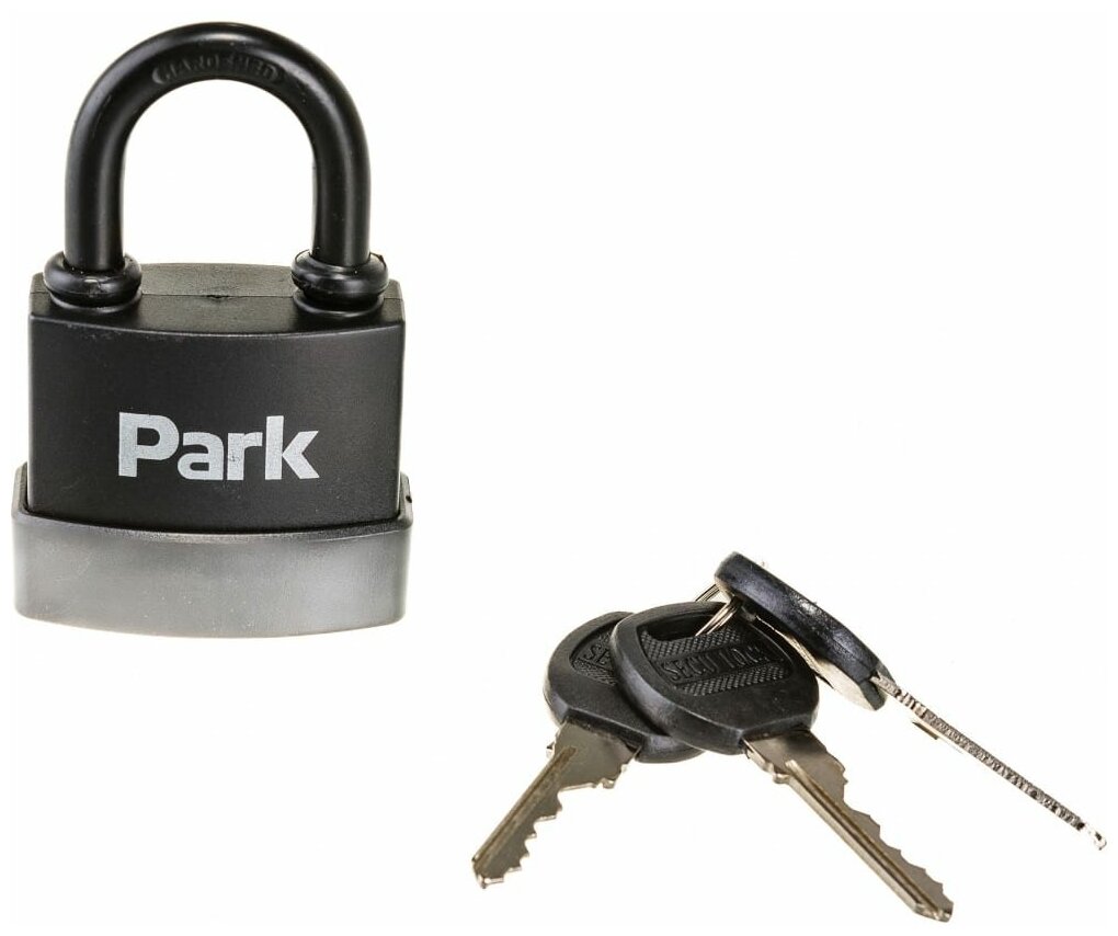 Навесной всепогодный замок Park P-0255 288113 стальной корпус, полукруглая дужка, влагозащищенный