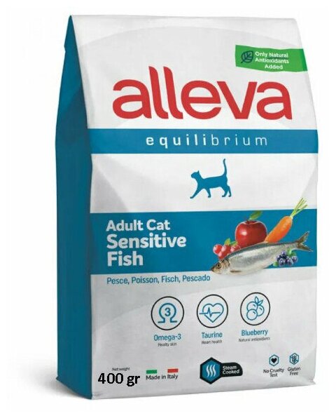 Сухой корм для кошек ALLEVA EQUILIBRIUM SENSITIVE FISH ADULT CAT Аллева корм Эквилибриум Сенситив для взрослых кошек с рыбой 0,4кг