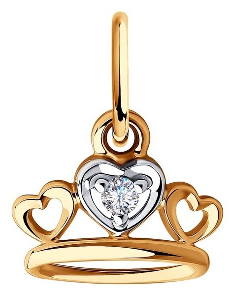 Подвеска, красное золото, 585 проба, фианит