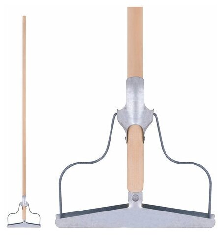 Швабра для пола с металлическим зажимом, деревянный черенок 120 см, рабочая часть 20 см, ШВА 094