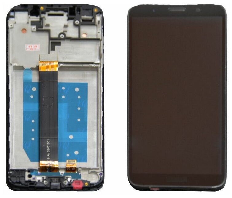 Дисплей (экран) в сборе с тачскрином для Huawei Honor 7A, Honor 7S, Y5 2018, Y5 Prime 2018, Y5 Lite 2018 черный с рамкой / 720х1440