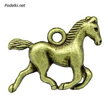Фурнитура для бижутерии Подвеска Лошадь Изящная 0006214 бронзовый цвет 20x18 мм, цена за 10 шт.