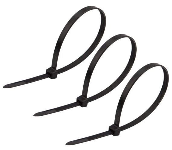 Хомут-стяжка нейлоновый кабельный Rexant 300x7.6 мм, черный, 100 шт.