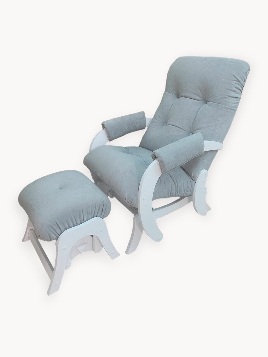 Кресло-качалка "Премиум" Wood Space с пуфом-качалкой, анатомическое, для отдыха и кормления, усиленный каркас